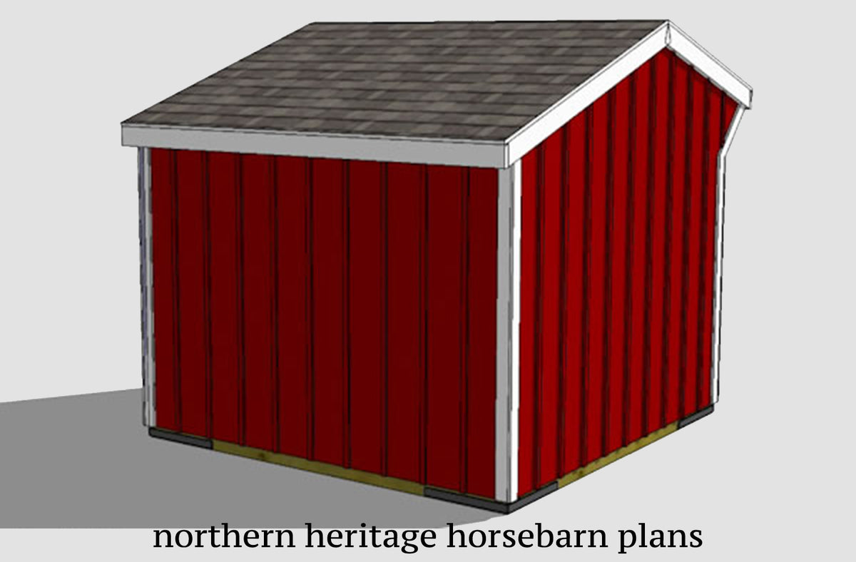 10x10 Horse Barn Plan- one stall – Northern Heritage Horsebarn Plans