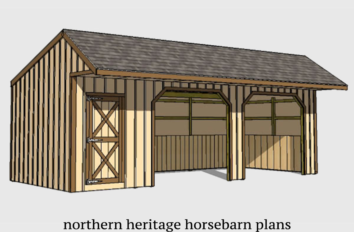 12x30 Run in/loafing Horse Barn Plan with added tack room bonus and ca ...